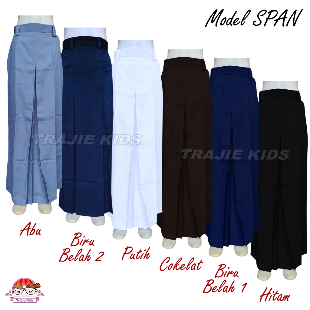 Jual ROK seragam Sekolah SPAN BELAH TENGAH (Biru Belah 2) Putih Hitam ...