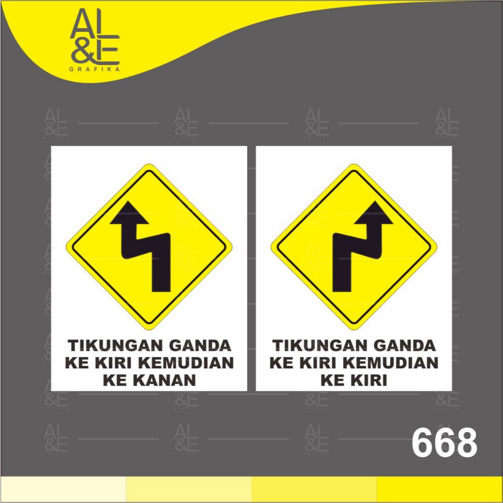 Jual 668 - Stiker Rambu Lalu Lintas, Tikungan Ganda Kekiri dan Kekanan ...