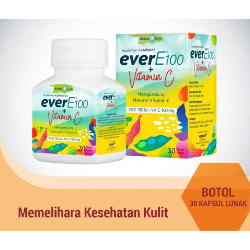 Jual Ever E 100 IU + Vitamin C Botol Isi 30 Capsul | Shopee Indonesia