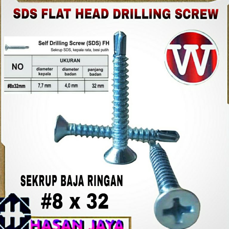 Jual Penawaran Spesial 1 PCS Skrup Sekrup Roofing SDS FH 8x25 8x32 Baut Sekrup Baja Ringan FAB ...