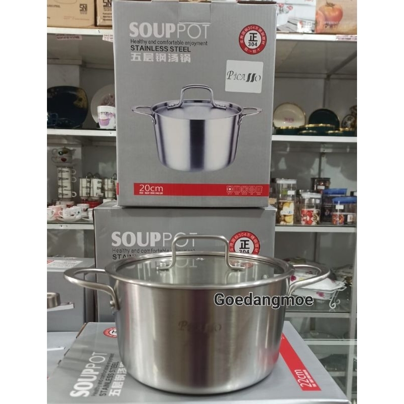 Jual PREMIUM PICASSO Soup pot Casserole stainless steel SUS 304 20cm ...