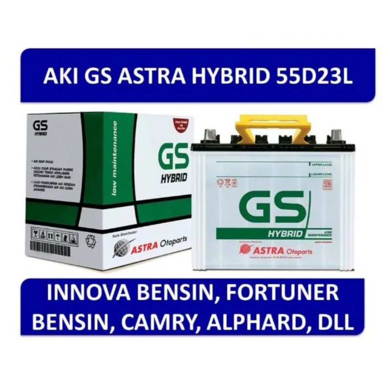 Jual Aki/battery basah GS Astra 55D23L hybrid Toyota Innova bensin ...