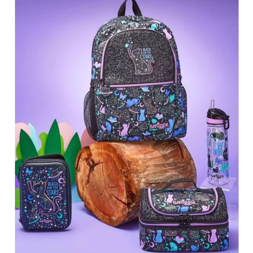Jual Muraaaahh Smiggle Wild Side Starry Kitty Cat Backpack Lunchbag ...