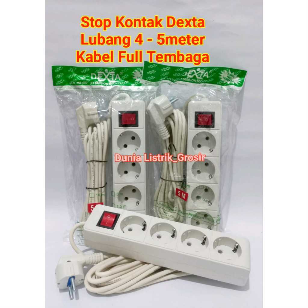 Jual Terminal Stop Kontak Plus Kabel Dexta Arde Hijau Lubang 4 - 5 ...