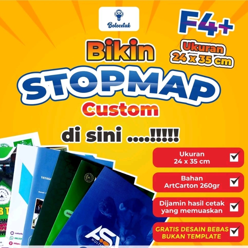 Jual CETAK STOPMAP CUSTOM / MAP KERTAS FOLDER ORGANIZER FOLIO F4 ...