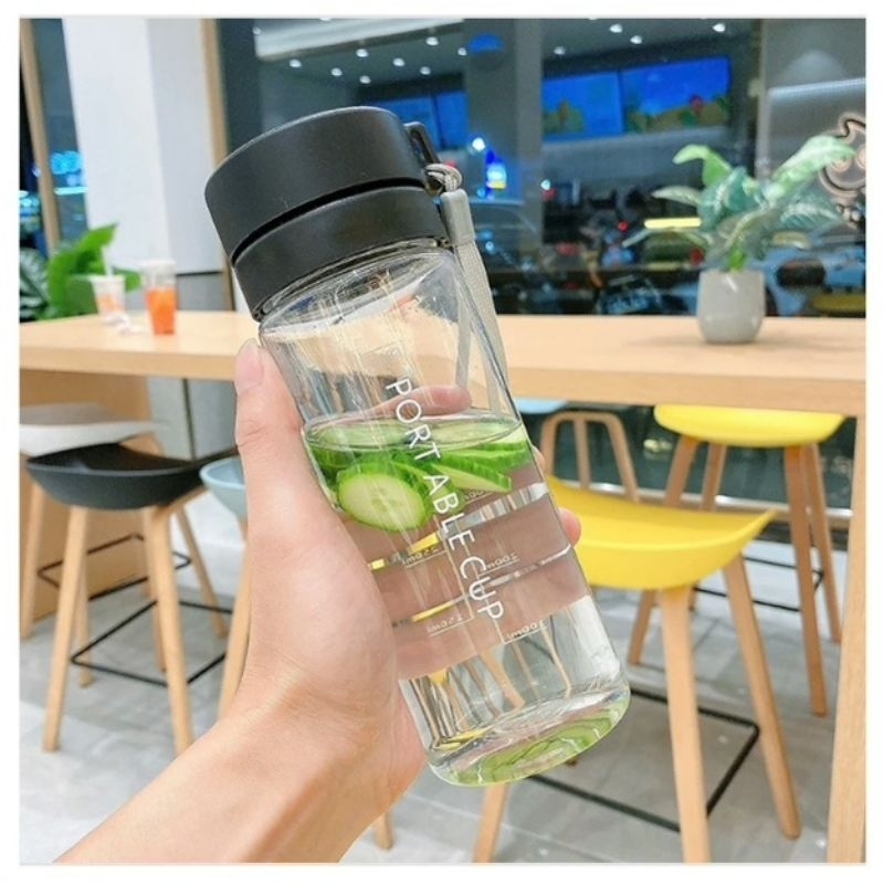 Jual BOTOL AIR MINUM BENING PORTABLE CUP 600ML TALI SARINGAN BOTOL ...