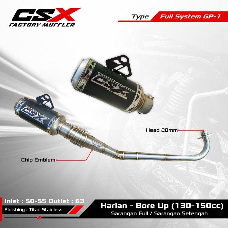 Jual KNALPOT by CSX FACTORY MUFFLER for All bebek/supra125kph/5tp/sleep ...