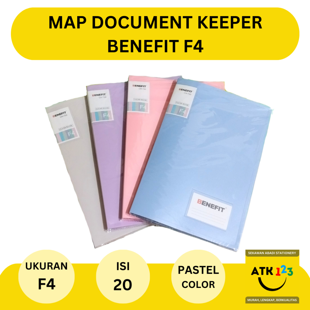 Jual Map Clear Holder F4 Document Keeper 20 Lembar Merk BENEFIT PASTEL ...
