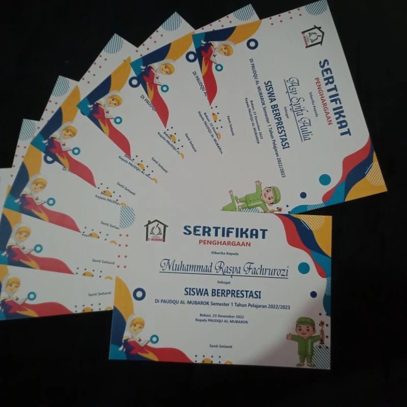 Jual Cetak Piagam Penghargaan Lomba Prestasi Sekolah dan Lembaga Paud ...