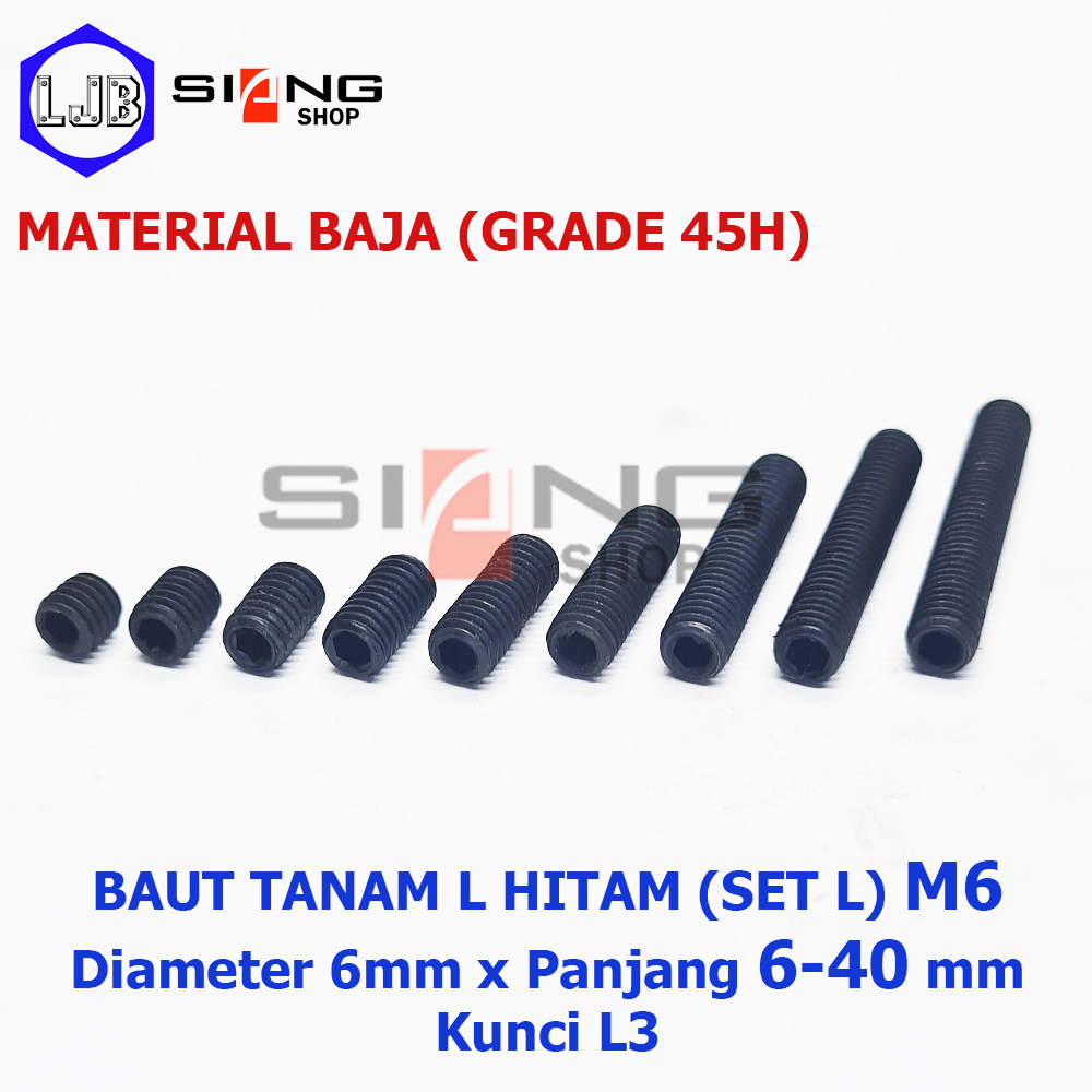Jual Baut Tanam L M6 Baja Hitam Panjang 6 sd 40mm (Set L) | Shopee Indonesia