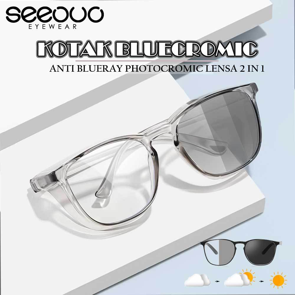 Jual Seeouo Kacamata Bluecromic Antiradiasi Blueray Photocromic Model Kotak Stylish Unik TR90 ...