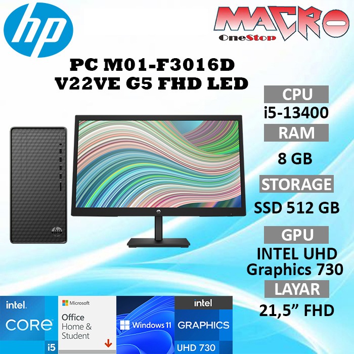 Jual HP PC Desktop M01-F3016D i5-13400 8GB SSD 512GB VGA Intel HD WIN11+OHS | Shopee Indonesia