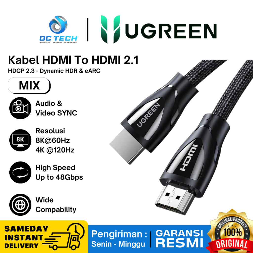 Jual UGREEN HDMI 2.1 Ultra High Speed Cable 8K 60Hz 3M 3 METER 3MTR ...