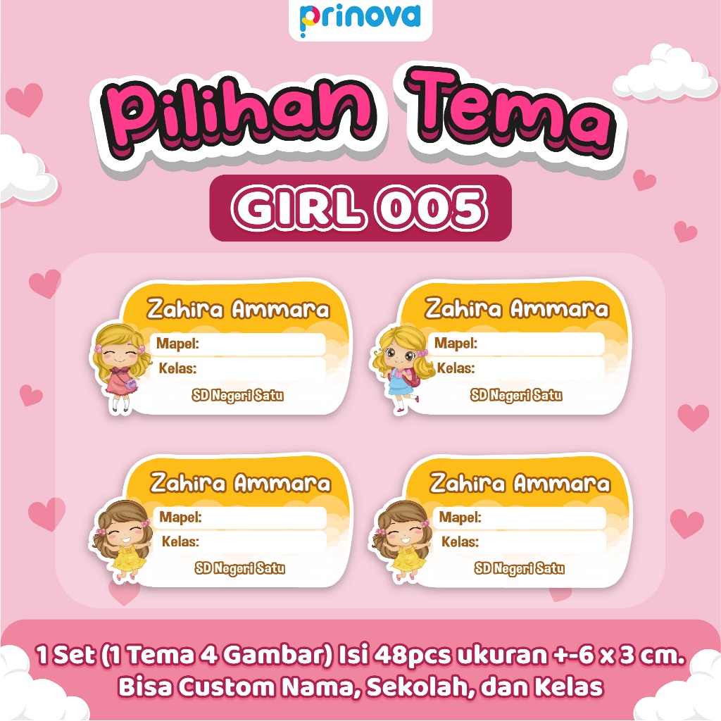 Jual Stiker Label Nama Buku Anak Sekolah Custom isi 48pcs bisa tambah ...
