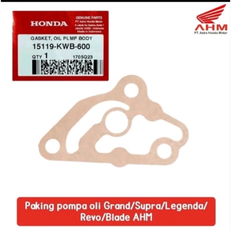 Jual Gasket Oil Pump Body Paking Pompa Oli Grand,legenda,Supra,fit new,Revo,Blade original Honda ...