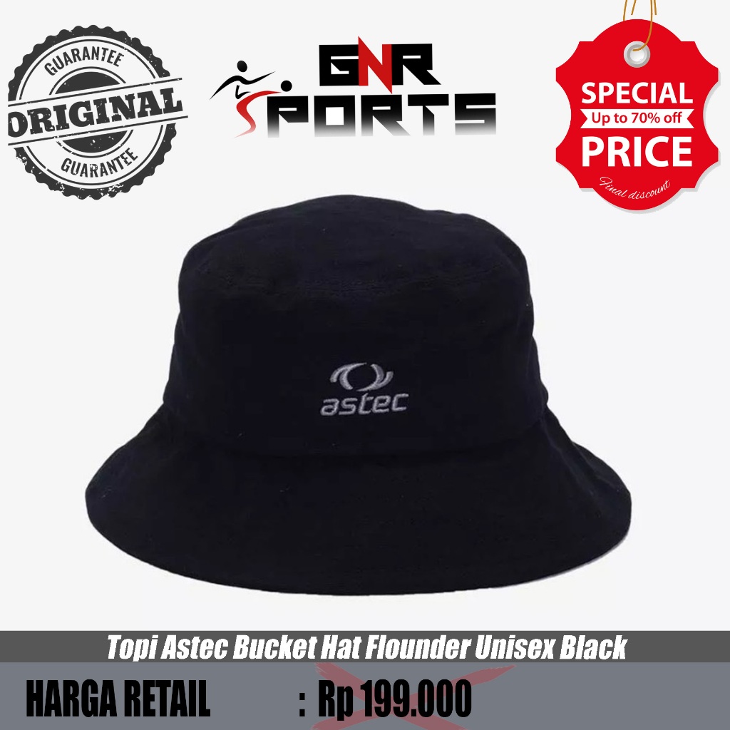 Jual Topi Astec Bucket Hat Flounder Unisex Black Original 100% | Shopee ...