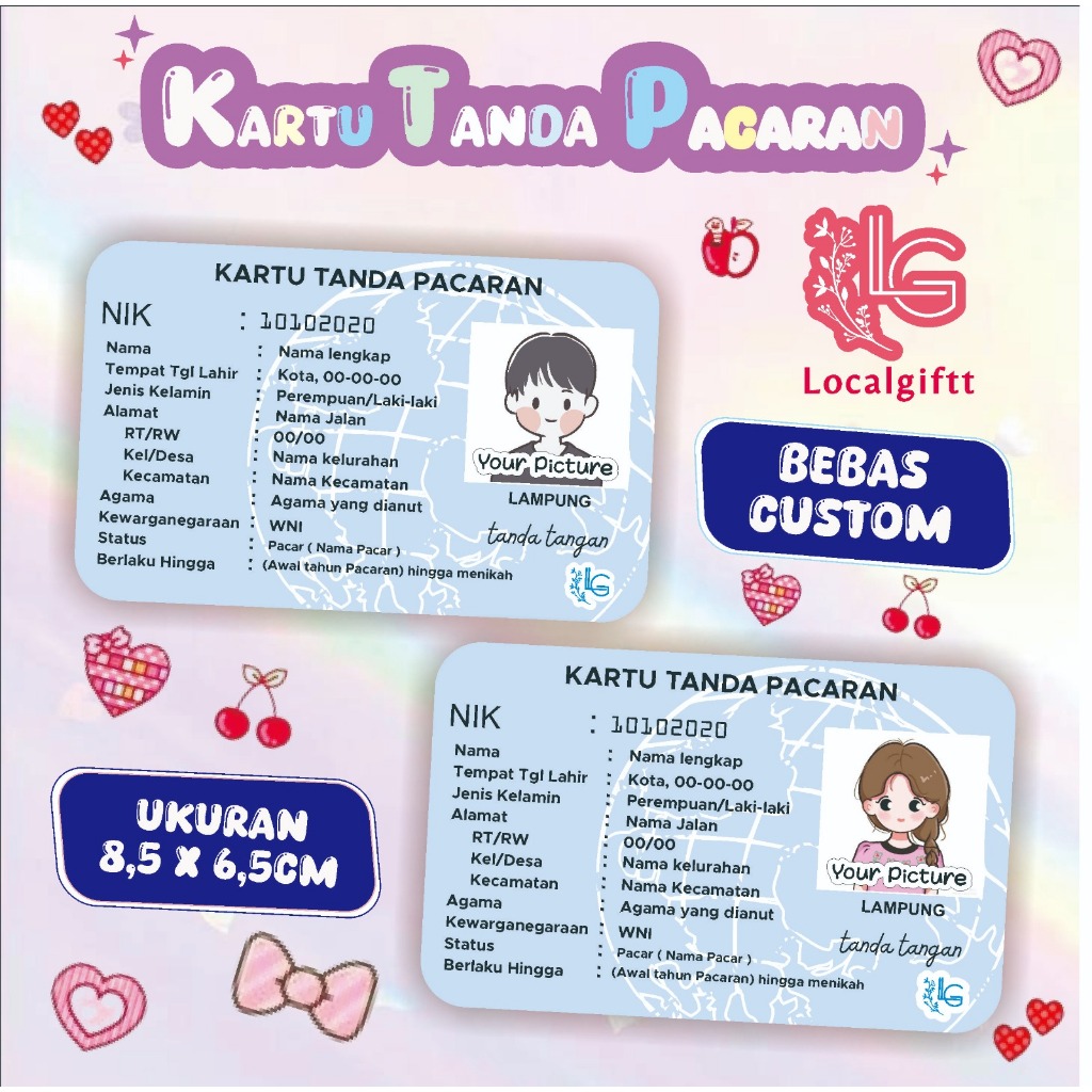 Jual Kartu Custom | Kartu Tanda Pacaran | Kartu Couple | Card Custom ...