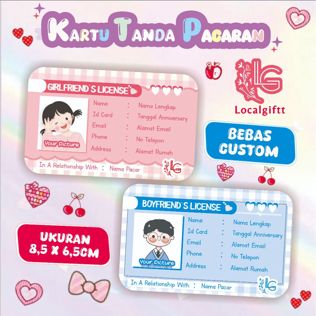 Jual Kartu Custom | Kartu Tanda Pacaran | Kartu Couple | Card Custom ...