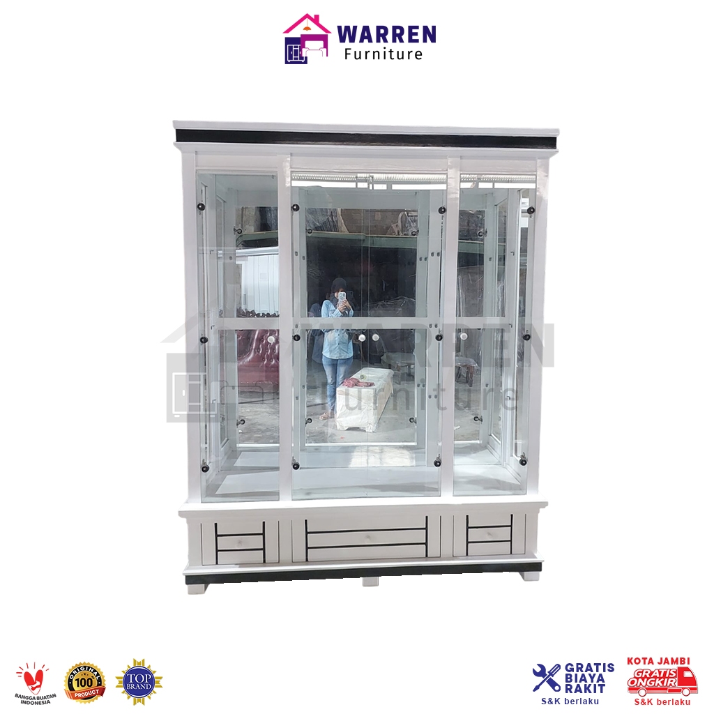 Jual Bufet Kaca 4 Pintu Model kaca panjang minimalis | Shopee Indonesia