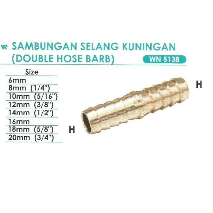 Jual WIPRO WN5138 Double House Barb 12mm Sambungan Selang Kompresor | Shopee Indonesia