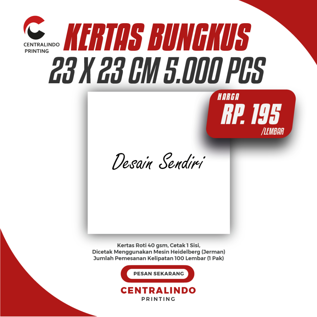 Jual Kertas Roti Custom 1 Warna – Alas Kue, Alas Gorengan, Cetak Logo ...