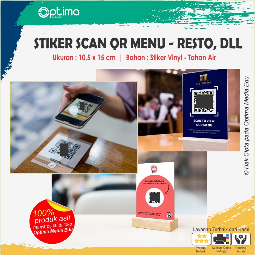 Jual Cetak Stiker Scan QR Code / Barkode Menu Resto/Kafe/warung makan ...
