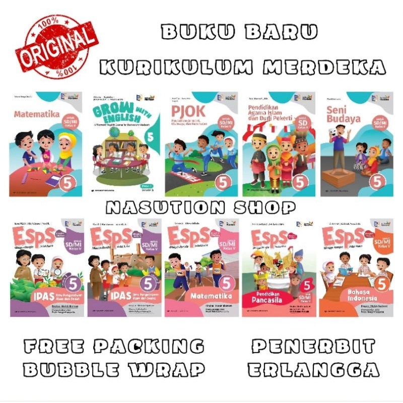 Jual BUKU PAKET KELAS 5 SD/MI PENERBIT ERLANGGA KURIKULUM MERDEKA KM ORIGINAL - ESPS IPAS BAHASA ...