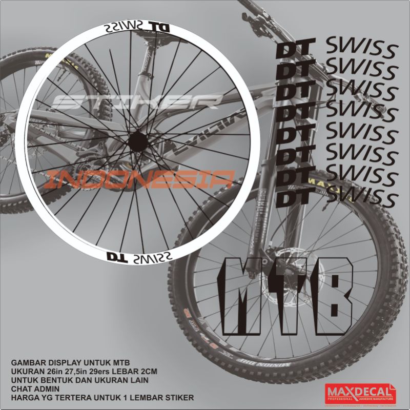 Jual stiker velg sepeda sticker rims sepeda mtb dt swiss | Shopee Indonesia