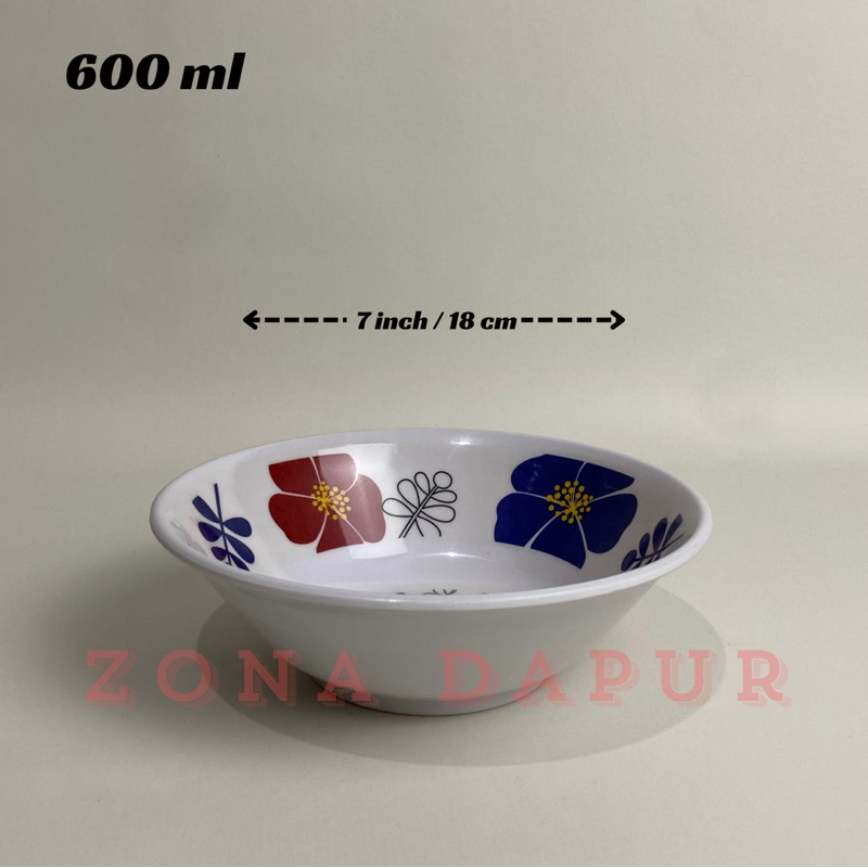 Jual (6 pcs / 1 lusin) - Mangkuk Melamine SINGASINGI Motif Bunga 7 inch ...
