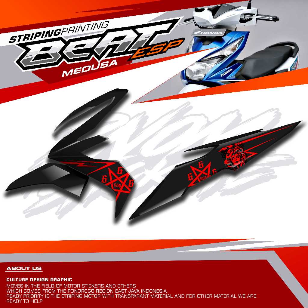 Jual STRIPING VARIASI STICKER BEAT NEW ESP 2016-2019 MOTIF MEDUSA NEW ...