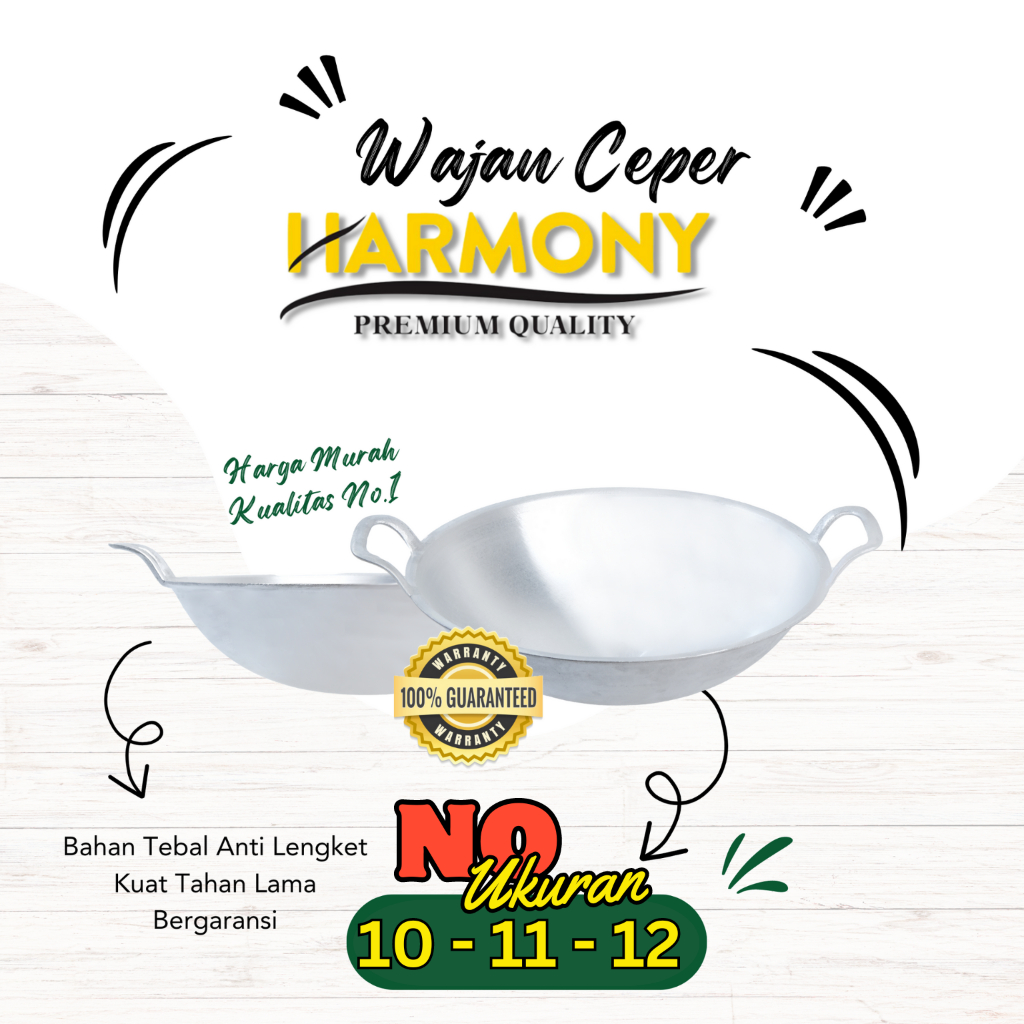 Jual Harmony wajan ceper no 10 - 12 kualitas premium tebal wok ...