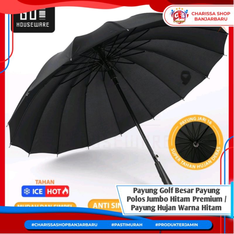 Jual Payung Golf Besar Payung Polos Jumbo Hitam Premium / Payung Hujan ...