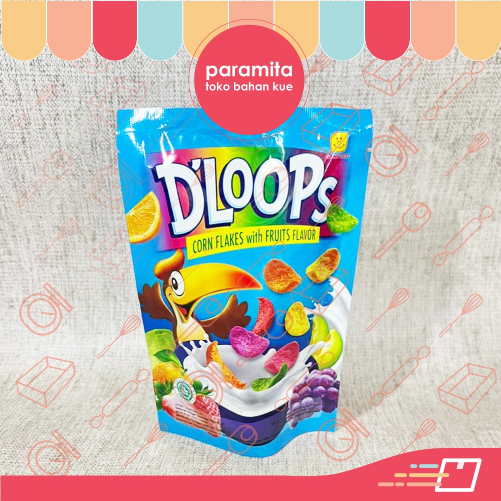 Jual D'loops Corn Flakes Fruit Flavor / Corn Puff Coklat 35 gr | Shopee ...