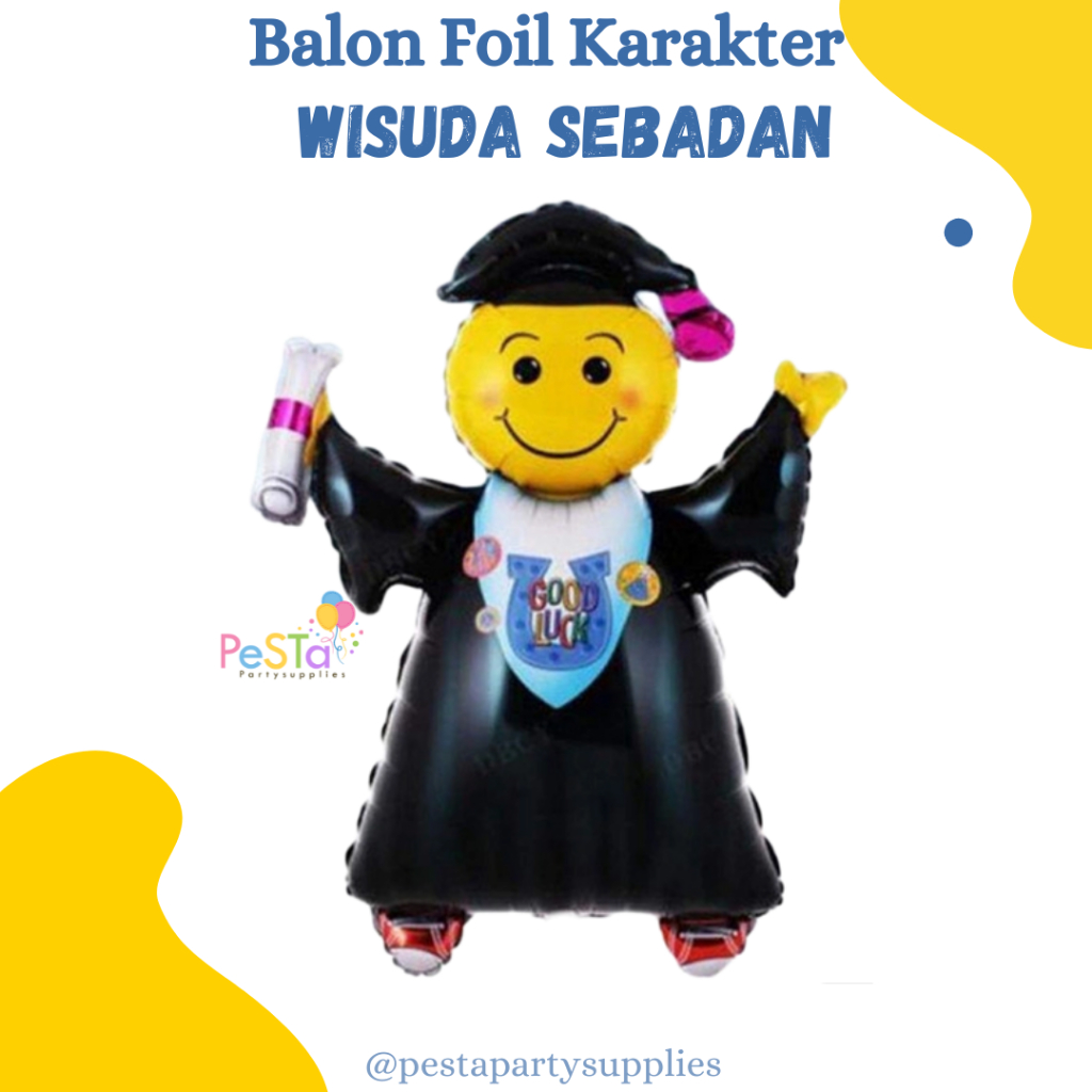 Jual Balon Foil Tema Wisuda/Graduation Karakter Sarjana Satu Badan Mini ...