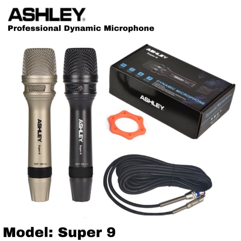 Jual Microphone mic Kabel Ashley Super 9 Original New design | Shopee ...