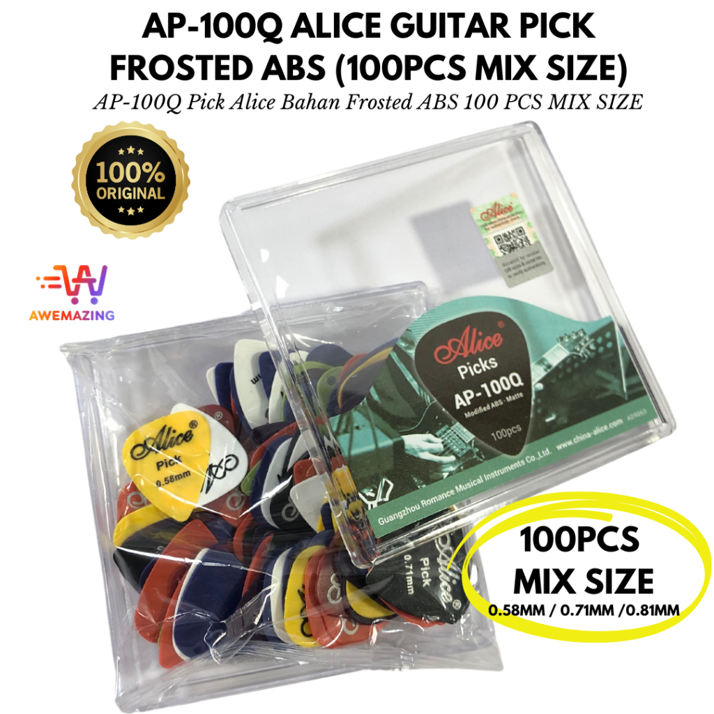 Jual Pick Gitar Alice AP-100Q Bahan Frosted Matte ABS (1 BOX ISI 100 ...