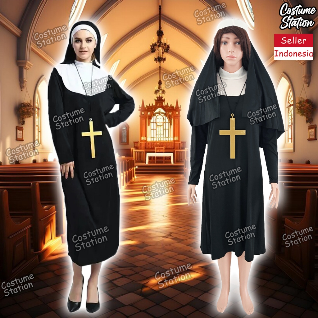 Jual Kostum Suster / Costume Profesi Nun Pendeta Gereja Halloween cewe ...