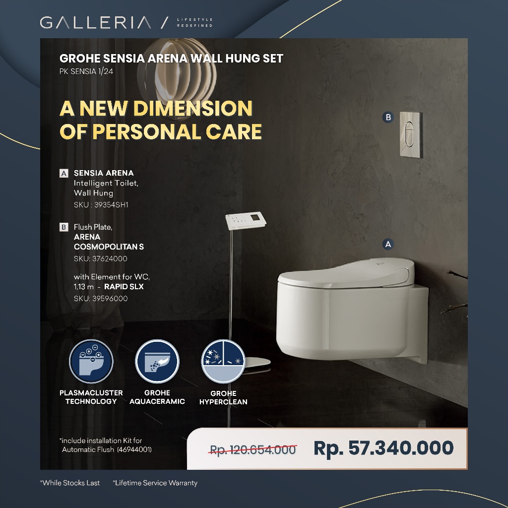 Jual Grohe Sensia Arena Wall Hung Set / Grohe Toilet Gantung | Shopee ...