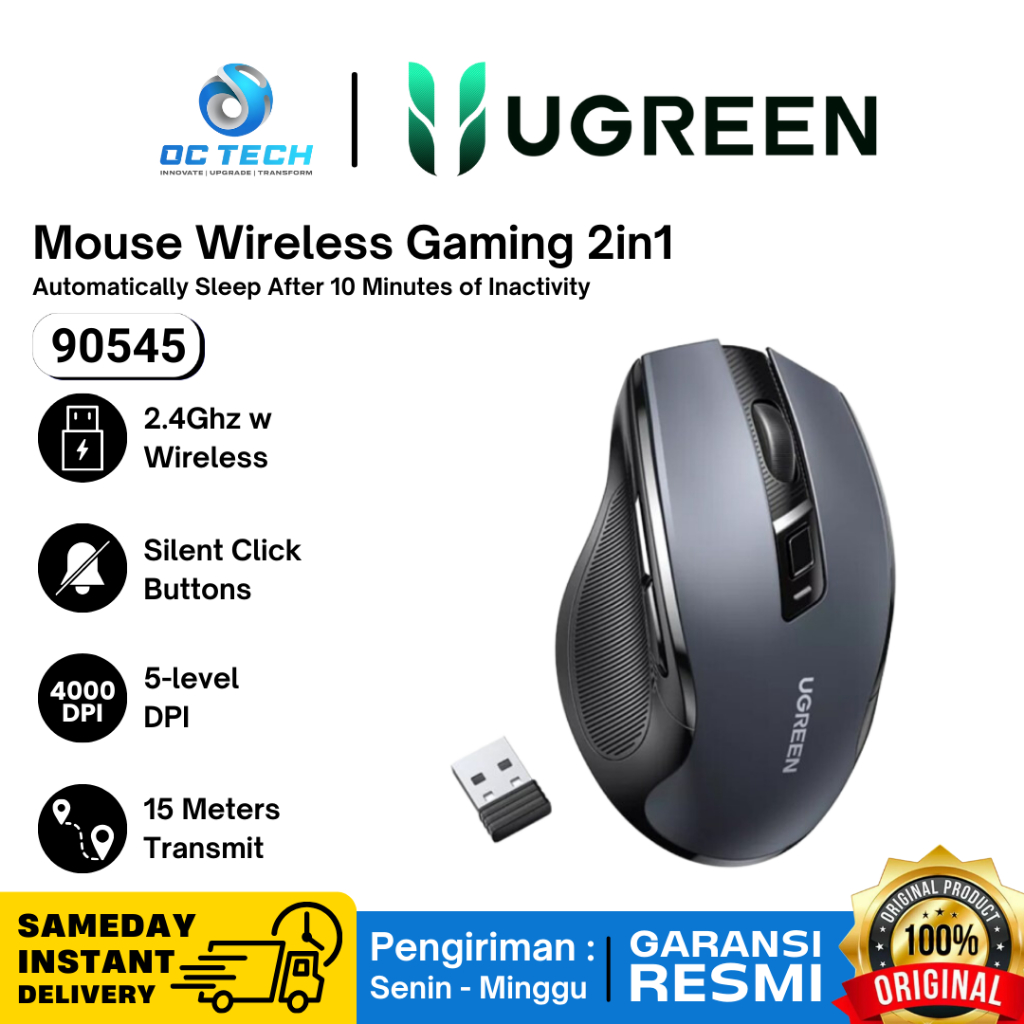 Jual Mouse Gaming Wireless Silent Click 4000 DPI 2.4G Rechargeable ...
