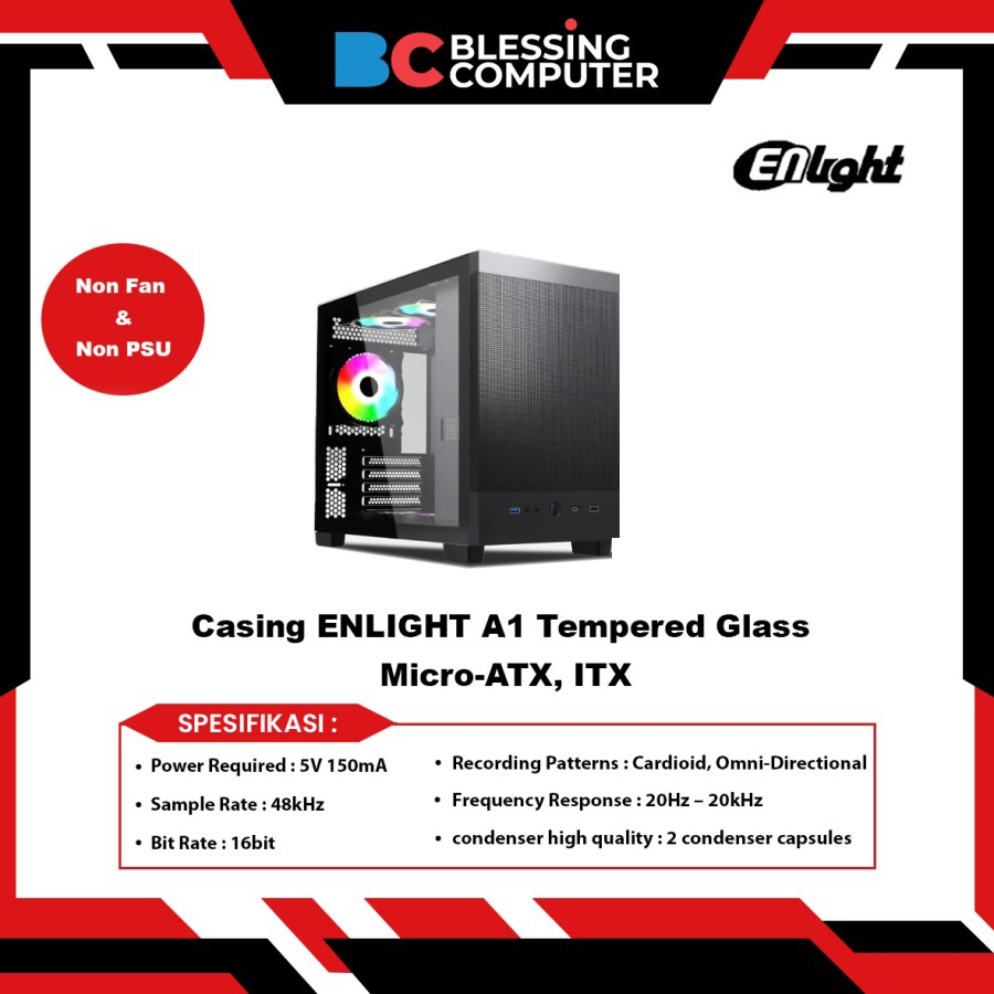 Jual Casing ENLIGHT A1 Tempered Glass Micro-ATX, ITX - Black | Shopee ...