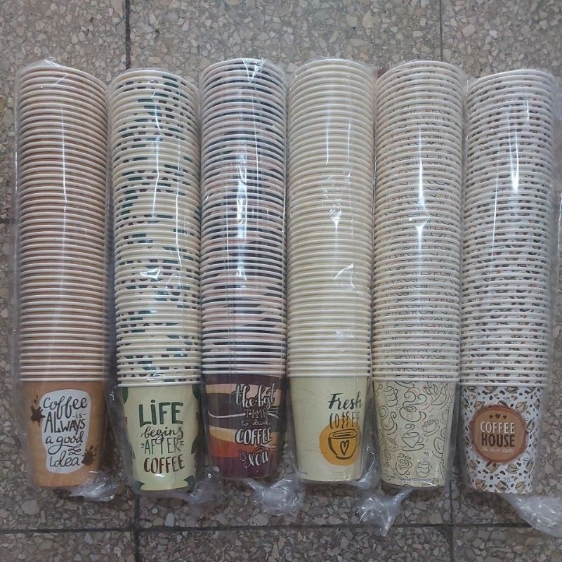Jual Gelas kopi kertas/paper cup 8 oz motif | Shopee Indonesia
