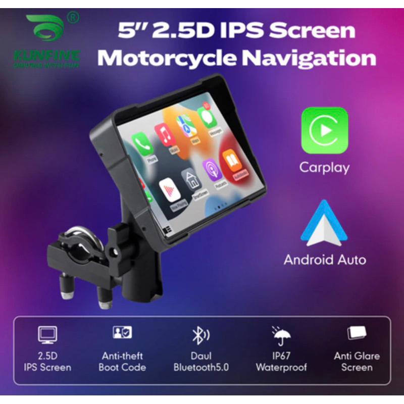 Jual Carplay display motor wireless android auto ipx7 gps screen/ layar ...