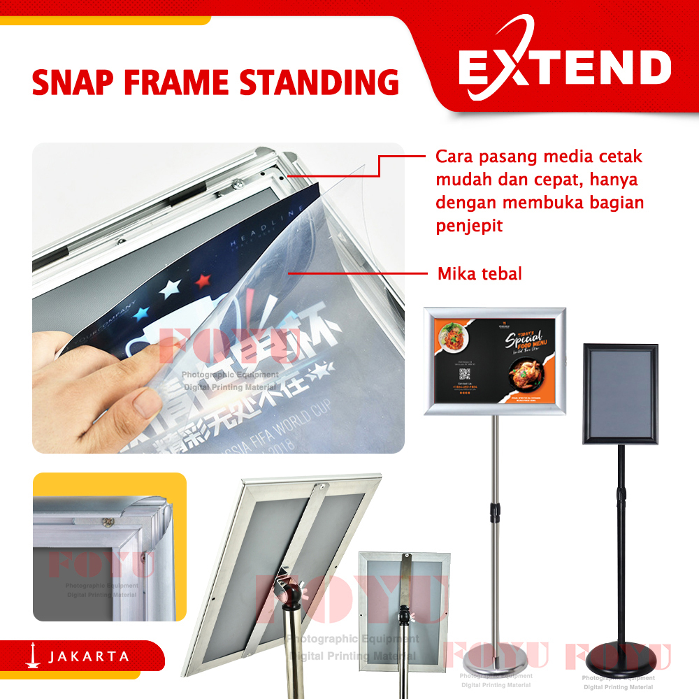 Jual Stand Display Poster Snap Frame Steel Black A3 A4 Sign Board ...