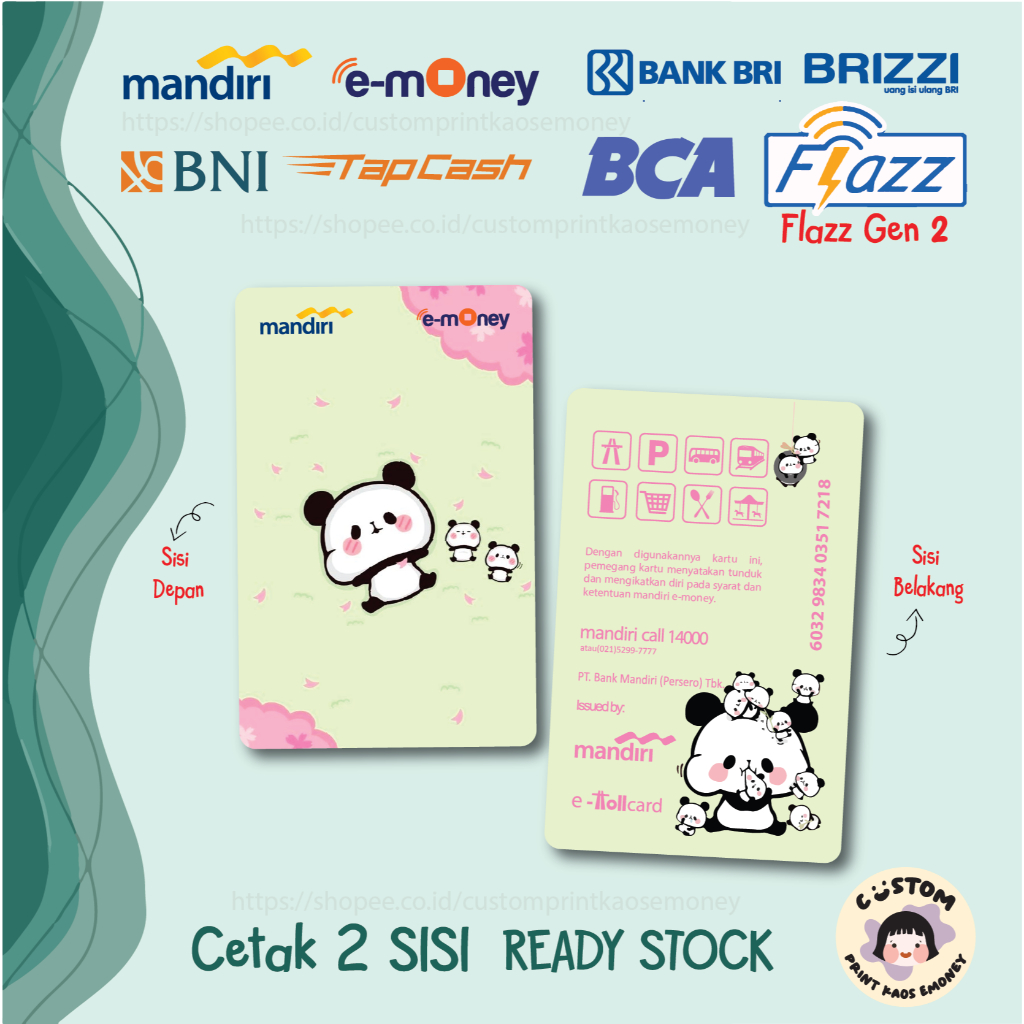 Jual KARTU E MONEY E TOLL ANIMAL KARTUN PANDA GEMOY PANDA LUCU MANDIRI ...