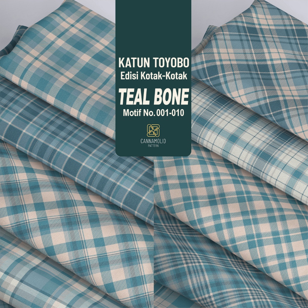 Jual Kain Toyobo Motif KOTAK-KOTAK Biru Teal | Lebar 145cm | Plaid TEAL ...