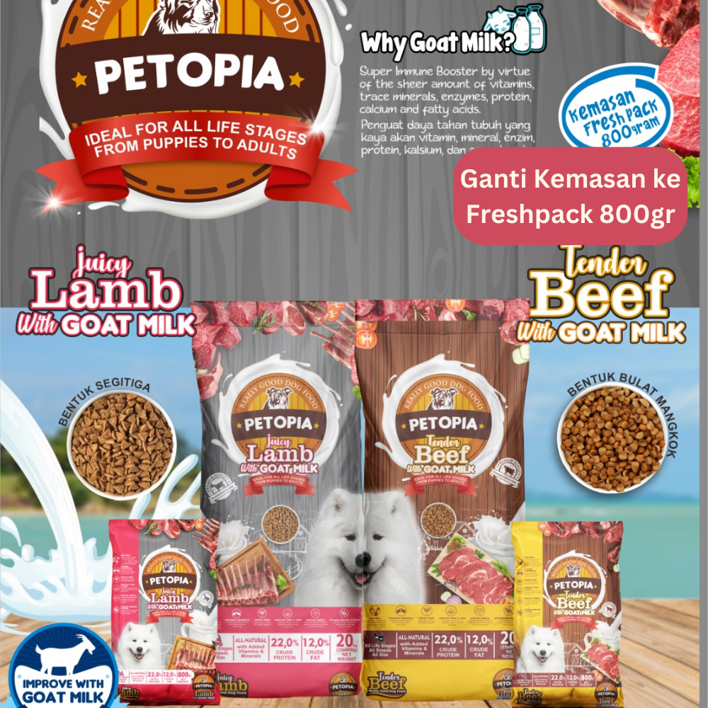 Jual Makanan Anjing PETOPIA DOG FOOD Freshpack Pakan Anjing Lamb Beef ...