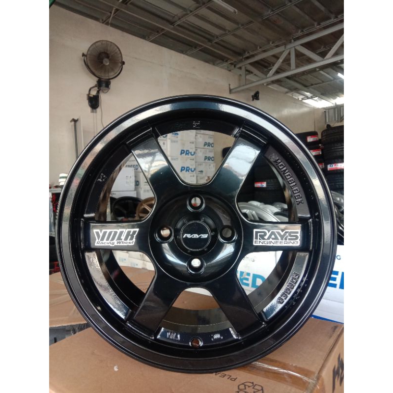 Jual Velg te37 volk rays black glossy ring 15 4x100 black | Shopee Indonesia