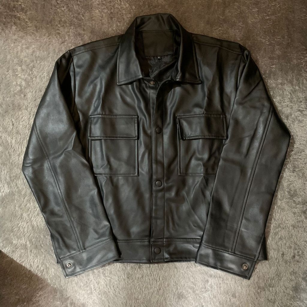 Jual Leather Jacket Boxy Crop | Shopee Indonesia