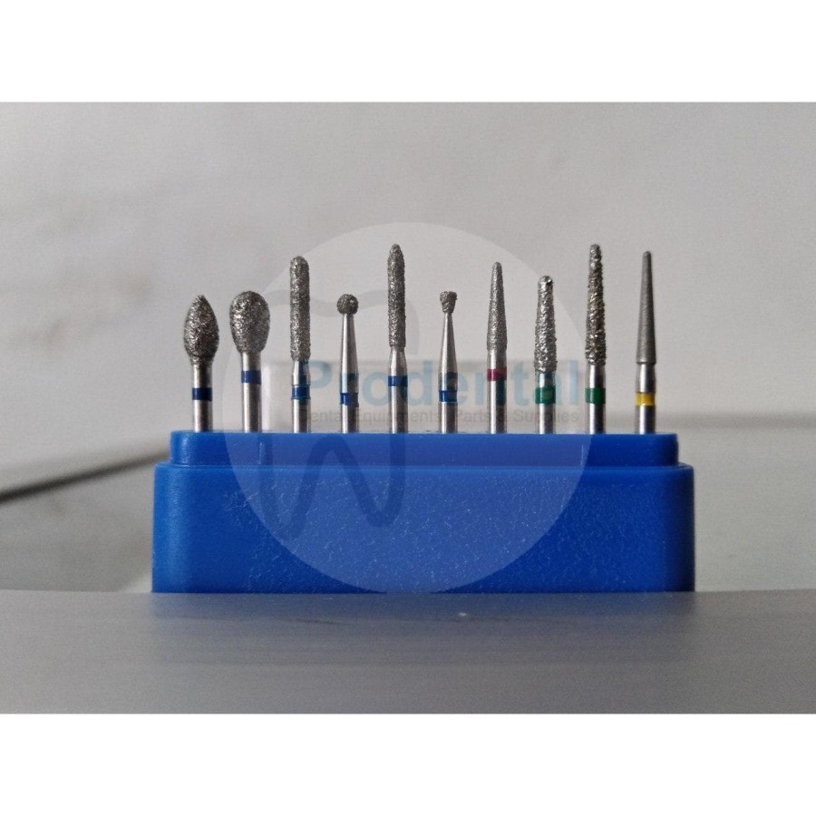 Jual Dental diamond bur gigi set bur gigi pita biru kuning merah preparation preparasi crown ...