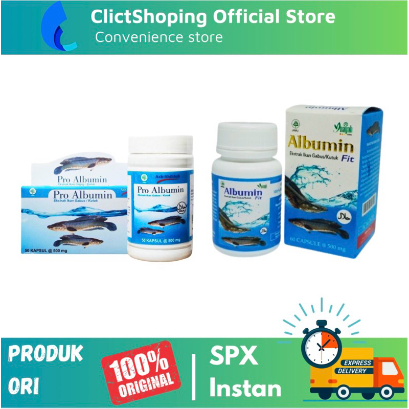 Jual Pro Albumin 50 | Albumin Fit 60 caps | Kapsul 500mg Ektrak ikan Gabus / kutuk | Shopee ...